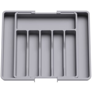 lifewit silverware drawer organizer, expandable utensil tray for kitchen, bpa free flatware and cutlery holder, adjustable plastic storage for spoons forks knives, large, grey