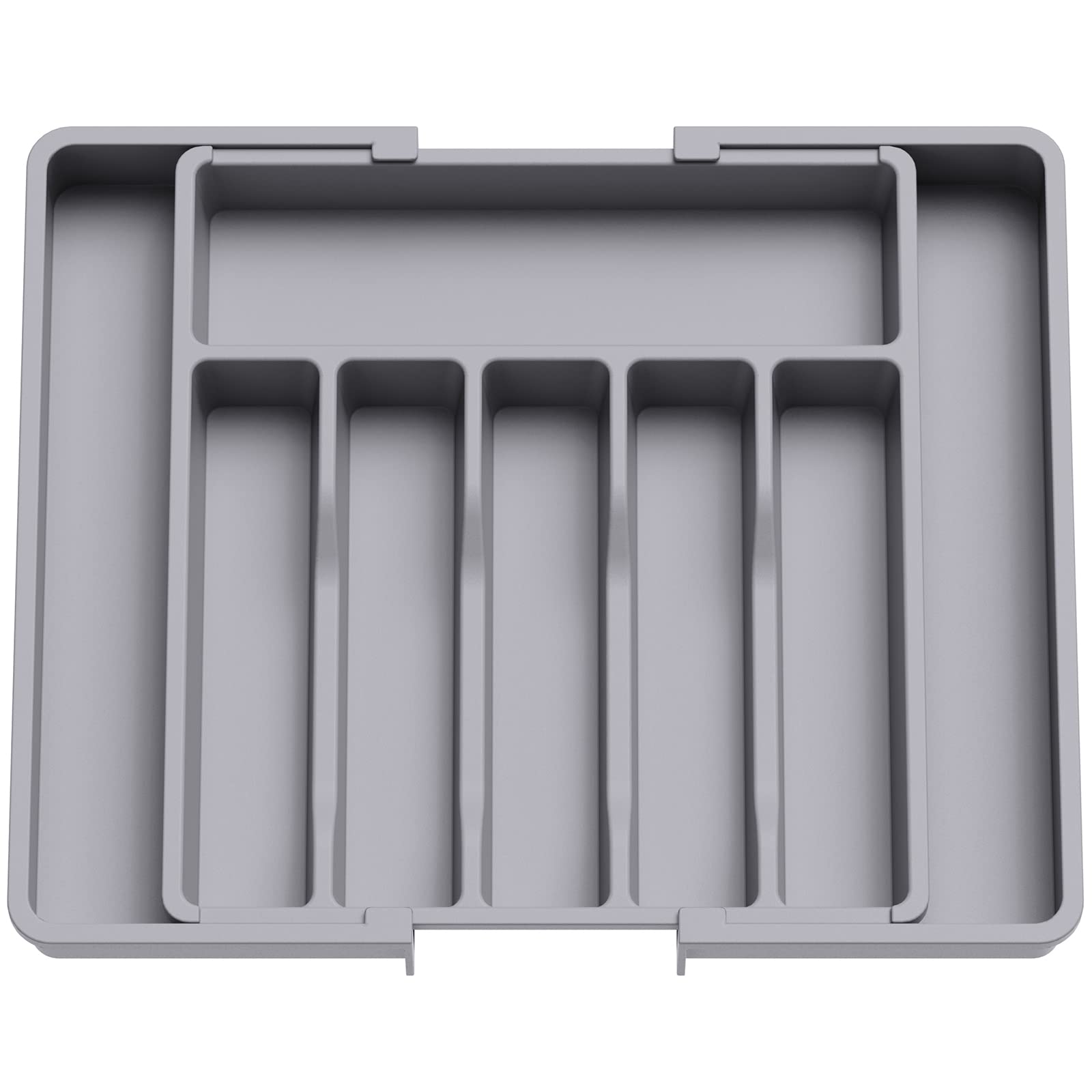 Lifewit Silverware Drawer Organizer, Expandable Utensil Tray for Kitchen, BPA Free Flatware and Cutlery Holder, Adjustable Plastic Storage for Spoons Forks Knives, Large, Grey