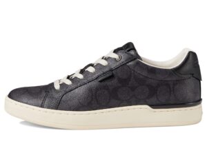 coach women's lowline coated canvas sneaker, charcoal/black, 8