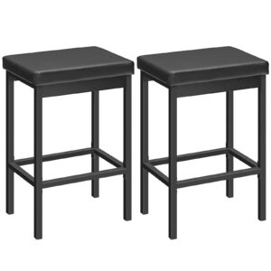 hoobro bar stools, set of 2 bar chairs, 24.8-inch height stools, breakfast bar stools, kitchen bar chairs, 2" thick upholstery, for kitchen, dining room, cafe, bar counter, black bb21by01