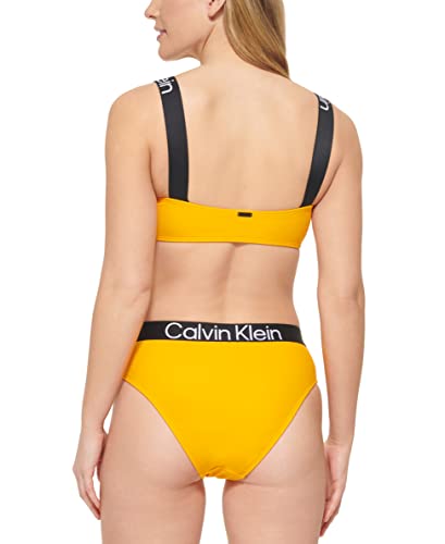 Calvin Klein Women's Standard High Waisted Elastic Logo Sporty Bikini Set, MANGO