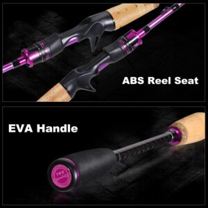 Sougayilang Fishing Rod and Reel Combo, Medium Heavy Fishing Pole with Baitcasting Reel Combo, 2-Piece Baitcaster Combo-Purple-5.9ft and Left Handle reel