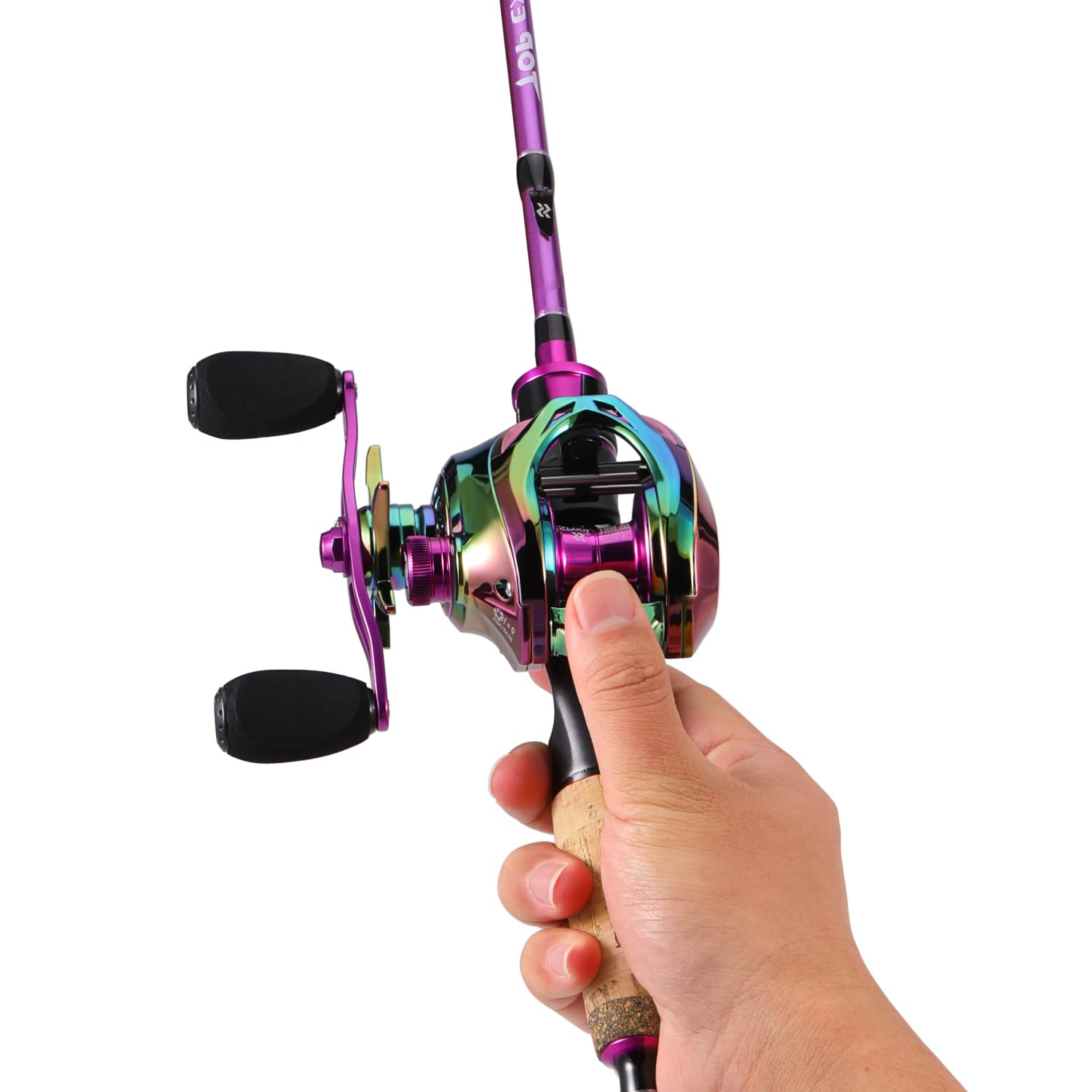 Sougayilang Fishing Rod and Reel Combo, Medium Heavy Fishing Pole with Baitcasting Reel Combo, 2-Piece Baitcaster Combo-Purple-5.9ft and Left Handle reel