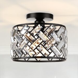 frideko home light fixtures ceiling mount - black hallway light fixtures ceiling crystal semi flush mount ceiling light bedroom ceiling lights for kitchen living room bathroom porch