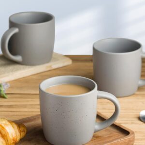 famiware Speckled Coffee Mugs Set of 4, 13oz Large Stoneware Coffee Mugs, Modern Coffee Mugs Set with handle for Tea, Latte, Cappuccino, Milk, Cocoa, Dark Grey………