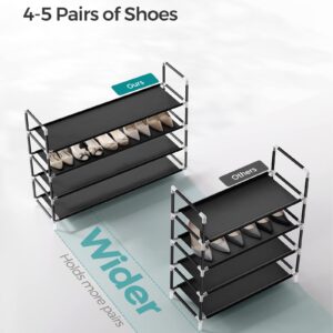 SONGMICS 4-Tier Shoe Rack with Shelves for Closet Entryway, Black ULSH054B01