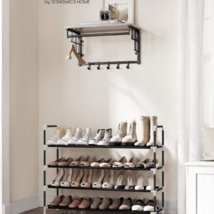 SONGMICS 4-Tier Shoe Rack with Shelves for Closet Entryway, Black ULSH054B01