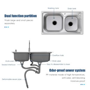 Stainless Steel Utility Sink Double Bowl, Freestanding Commercial Restaurant Sink Anti-overflow with Faucet & Shelves for Garden, Kitchen, Laundry Room, Garage, Outdoor, 31.5"×17"×29.5"