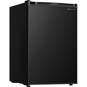 arctic wind 2aw1bf26a 2.6-cu. ft energy star compact refrigerator with freezer compartment, drink and snack mini fridge for bedroom, dorm room, office in black