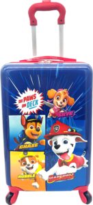 fast forward kids licensed hard-side 20” spinner luggage lightweight carry-on suitcase (paw patrol) carry-on 20 inch