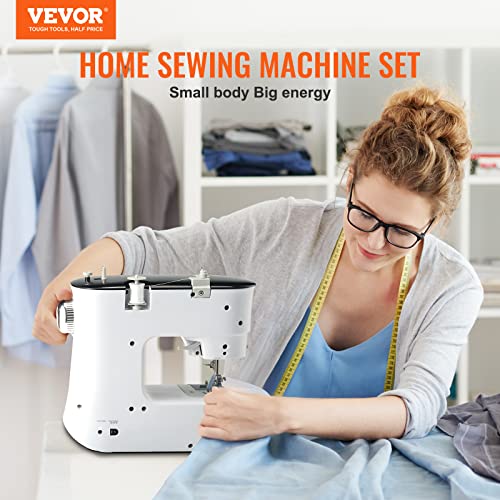 VEVOR Sewing Machine, Portable Sewing Machine for Beginners with 12 Built-in Stitches & Reverse Sewing, Dual Speed Kids Sewing Machine with Extension Table Foot Pedal, Accessory Kit Family Home Travel