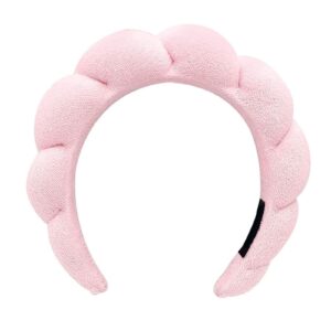 yiwafu spa sponge headband for washing face, skincare headbands for makeup removal, shower, hair accessories, terry cloth headbands for women(pink)