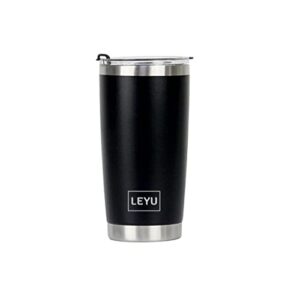 leyu rambler 20 oz stainless steel vacuum insulated tumbler coffee mug/cup black color with lid