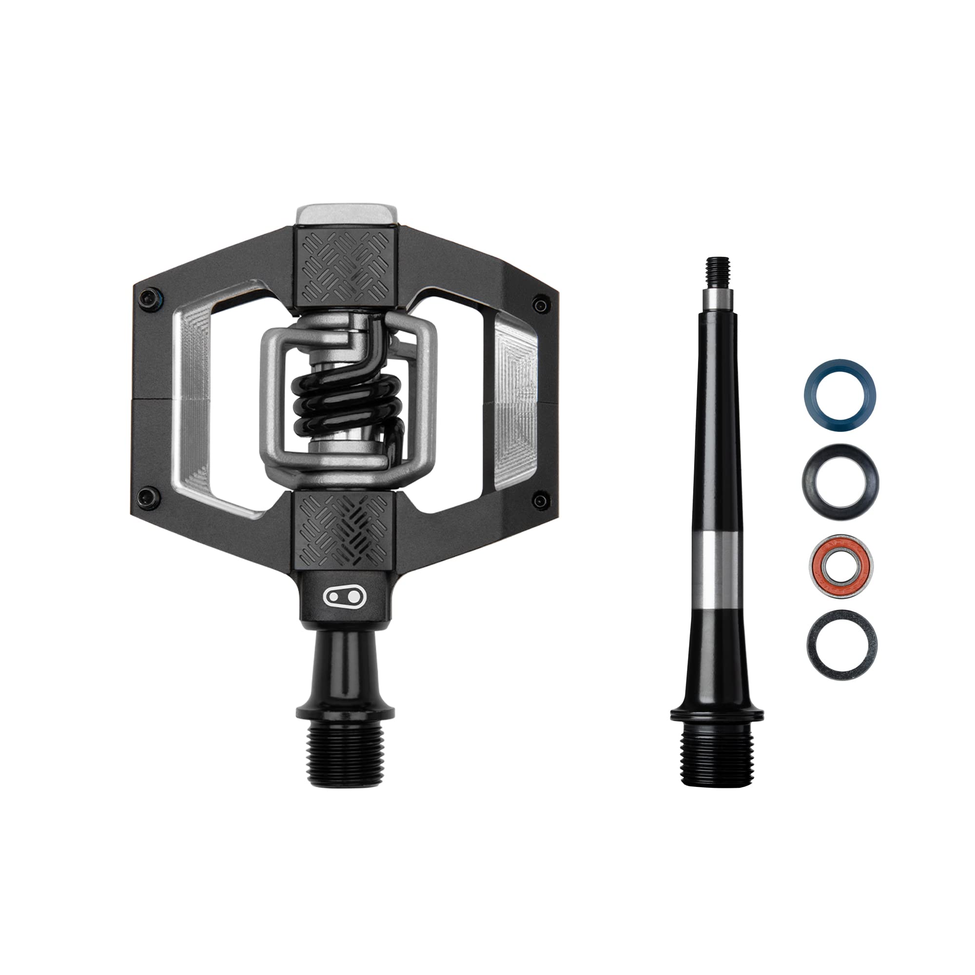 Crankbrothers Mallet Trail Mountain Bike Pedals - Black/Black Spring - MTB Enduro XC Trail Optimized Platform - Clip-in System Pair of Bicycle Mountain Bike Pedals (Cleats Included)