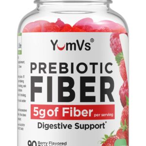 Yum-Vs - Prebiotic Fiber Gummies for Adults & Kids - 5g Digestive Aid Gummy Fiber Supplement - Keto Friendly Prebiotic Daily Fiber Supplement for Women & Men - No Sugar Added Dietary Fiber (90 Count)