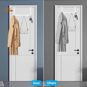 Peasulin Over The Door Hooks, Sturdy Door Hanger, Large Over The Door Towel Rack with 12 Hooks, Heavy Duty Easy to Install, for Bathroom, Bedroom，Kitchen，Hanging Towels, Coats (White).