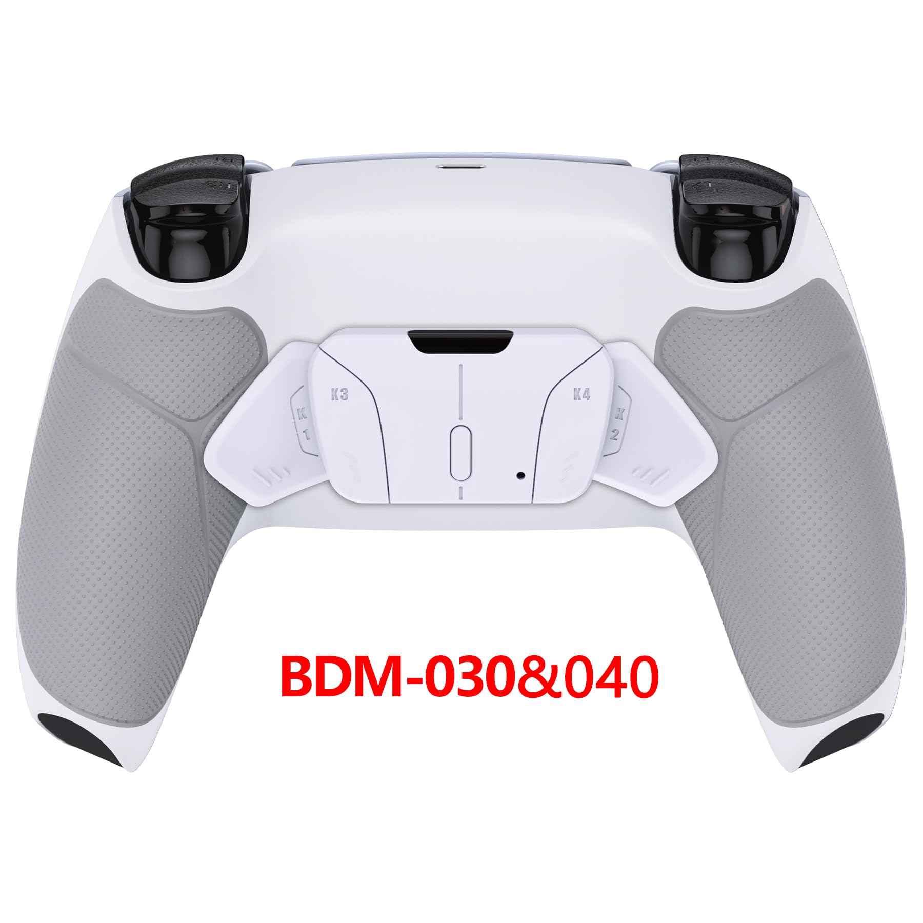 eXtremeRate Gray Rubberized Grip Programable RISE4 Remap Kit for PS5 Controller BDM-030 040, Upgrade Board & Redesigned White Back Shell & 4 Back Buttons for PS5 Controller - Controller NOT Included