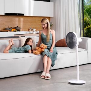 Ofuzzi Breeze 10 Smart Pedestal Fan for Bedroom, Smart Fans works with Alexa/Google, 27db Pedestal Fan for Indoors, 100 Speeds, 140° Oscillating Fan, 46ft Vented Portable Stand Fan for Quiet Spaces