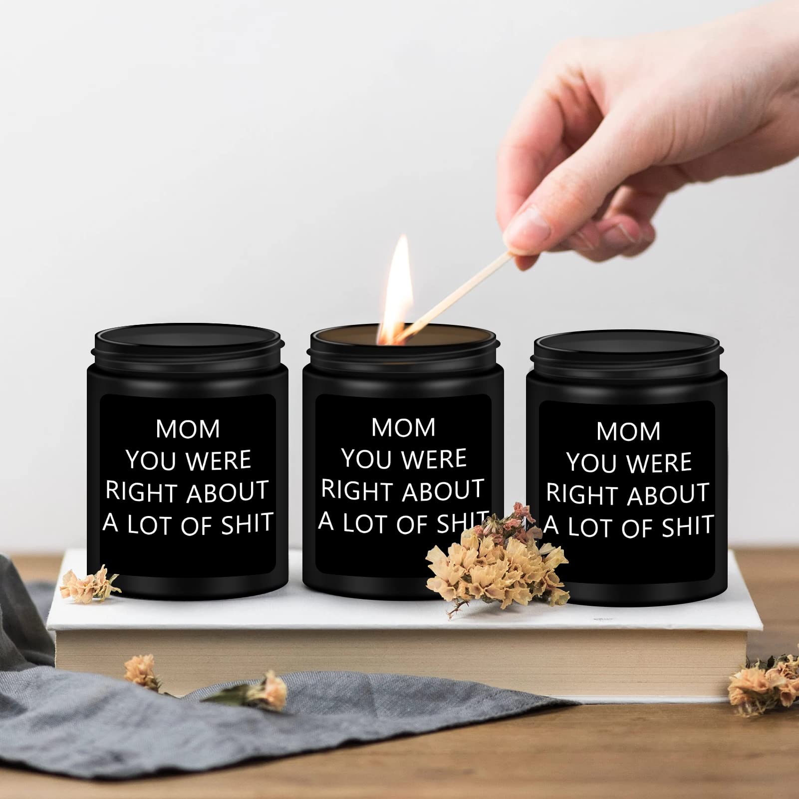 Homsolver Birthday Gifts for Mom, Mom Gifts from Daughter and Son, Mothers Day, Birthday, Thanksgiving Day, Christmas Gifts for Mom, Best Mom Ever Gifts, Funny Romance Candles Gifts for Mom