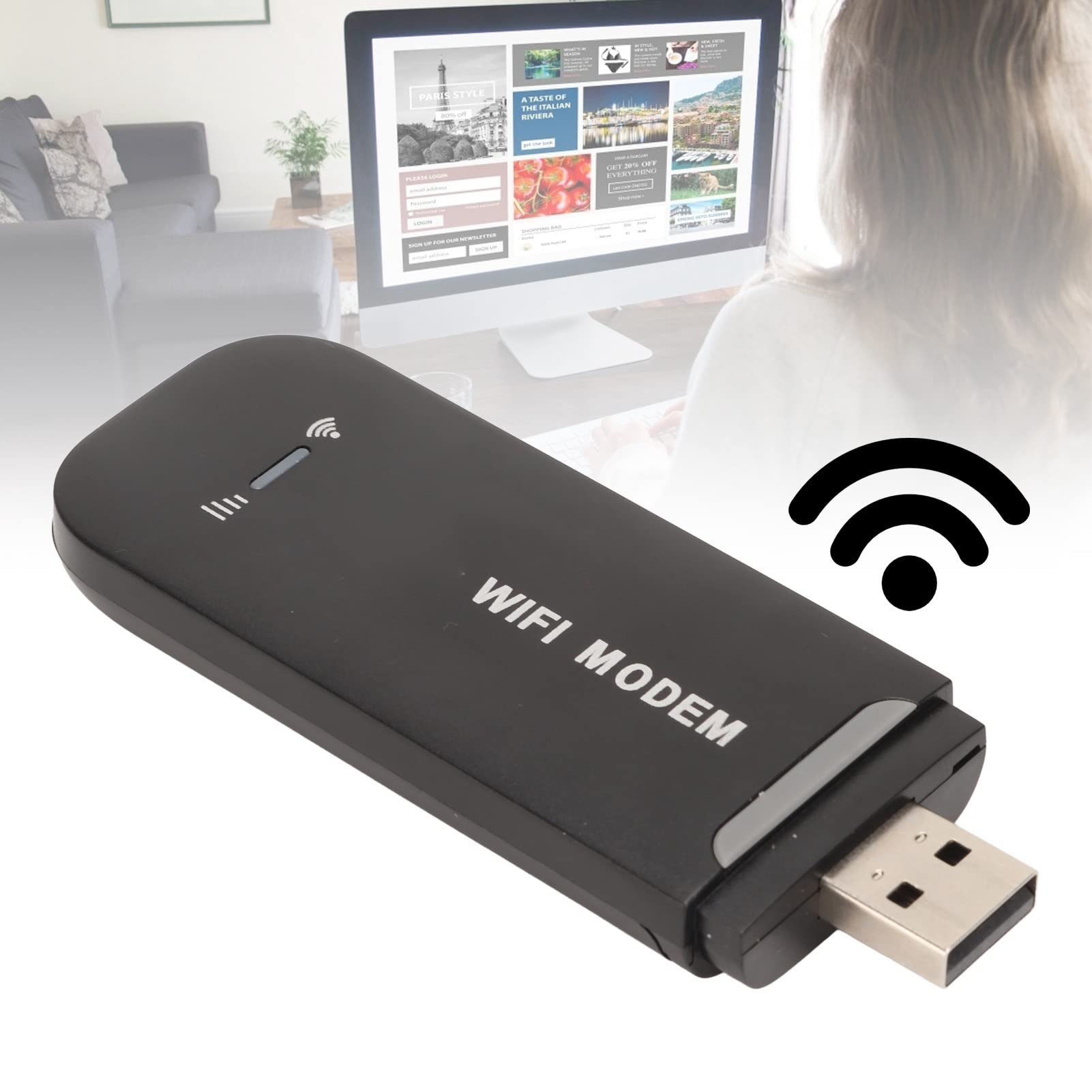 4G USB WiFi Adapter, 4G Mobile WiFi Router Portable Wireless Network Adapter, USB Powered Travel WiFi Hotspot 4G LTE Router, Supports 10 Device Connections