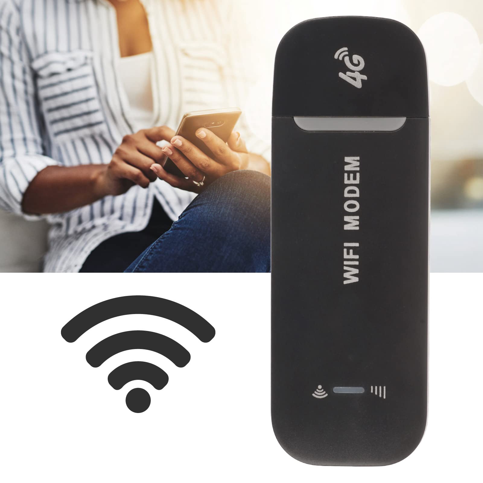 4G USB WiFi Adapter, 4G Mobile WiFi Router Portable Wireless Network Adapter, USB Powered Travel WiFi Hotspot 4G LTE Router, Supports 10 Device Connections