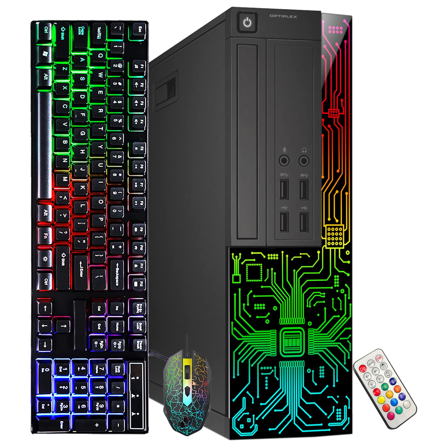 Dell Gaming OptiPlex Desktop RGB Computer PC | Intel Core i5 | AMD RX 550 4GB GDDR5 | 16GB RAM 512GB SSD | RGB Gaming Keyboard & Mouse WiFi | Windows 10 HDMI (Renewed)