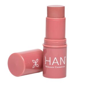 han skincare cosmetics vegan, cruelty-free 3-in-1 multistick for cheeks, lips, eyes, rose dust | large