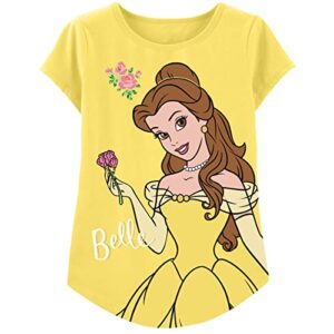 Disney Princess T-Shirts (4-Pack) Girls Short Sleeve Aurora, Cinderella, Snow White, Jasmine, Rapunzel, Ariel, Moana, Tiana 4T Lb/Pk/Y/T SS