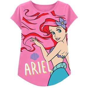 Disney Princess T-Shirts (4-Pack) Girls Short Sleeve Aurora, Cinderella, Snow White, Jasmine, Rapunzel, Ariel, Moana, Tiana 4T Lb/Pk/Y/T SS