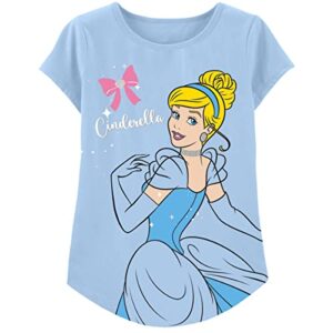 Disney Princess T-Shirts (4-Pack) Girls Short Sleeve Aurora, Cinderella, Snow White, Jasmine, Rapunzel, Ariel, Moana, Tiana 4T Lb/Pk/Y/T SS