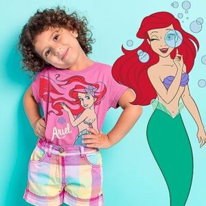 Disney Princess T-Shirts (4-Pack) Girls Short Sleeve Aurora, Cinderella, Snow White, Jasmine, Rapunzel, Ariel, Moana, Tiana 4T Lb/Pk/Y/T SS