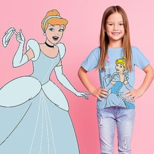 Disney Princess T-Shirts (4-Pack) Girls Short Sleeve Aurora, Cinderella, Snow White, Jasmine, Rapunzel, Ariel, Moana, Tiana 4T Lb/Pk/Y/T SS