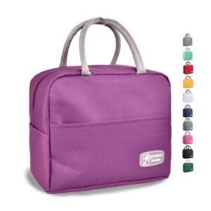 zvosoo insulated lunch bags for women and men, reusable lunch bags, waterproof lunch bag for work, office, picnic, outdoor(purple b)