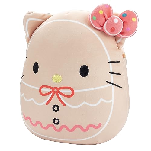 Squishmallows 8-Inch Hello Kitty Gingerbread Cookie - Official Jazwares Plush - Collectible Soft & Squishy Stuffed Animal Toy - Add to Your Squad - Gift for Kids, Girls & Boys