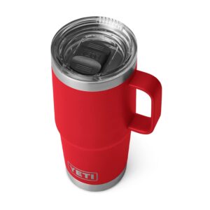 yeti rambler 20 oz travel mug, stainless steel, vacuum insulated with stronghold lid, rescue red