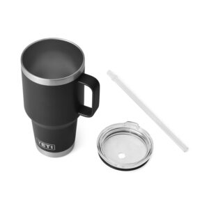 YETI Rambler 35 oz Tumbler with Handle and Straw Lid, Travel Mug Water Tumbler, Vacuum Insulated Cup with Handle, Stainless Steel, Black