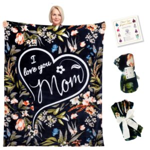 mom birthday gifts from son, mom blankets from daughter to mom, mom gifts, gifts for mom birthday, present for mom blanket, moms birthday gift ideas, mom blanket, throw blanket, 65" × 50" (flowers)