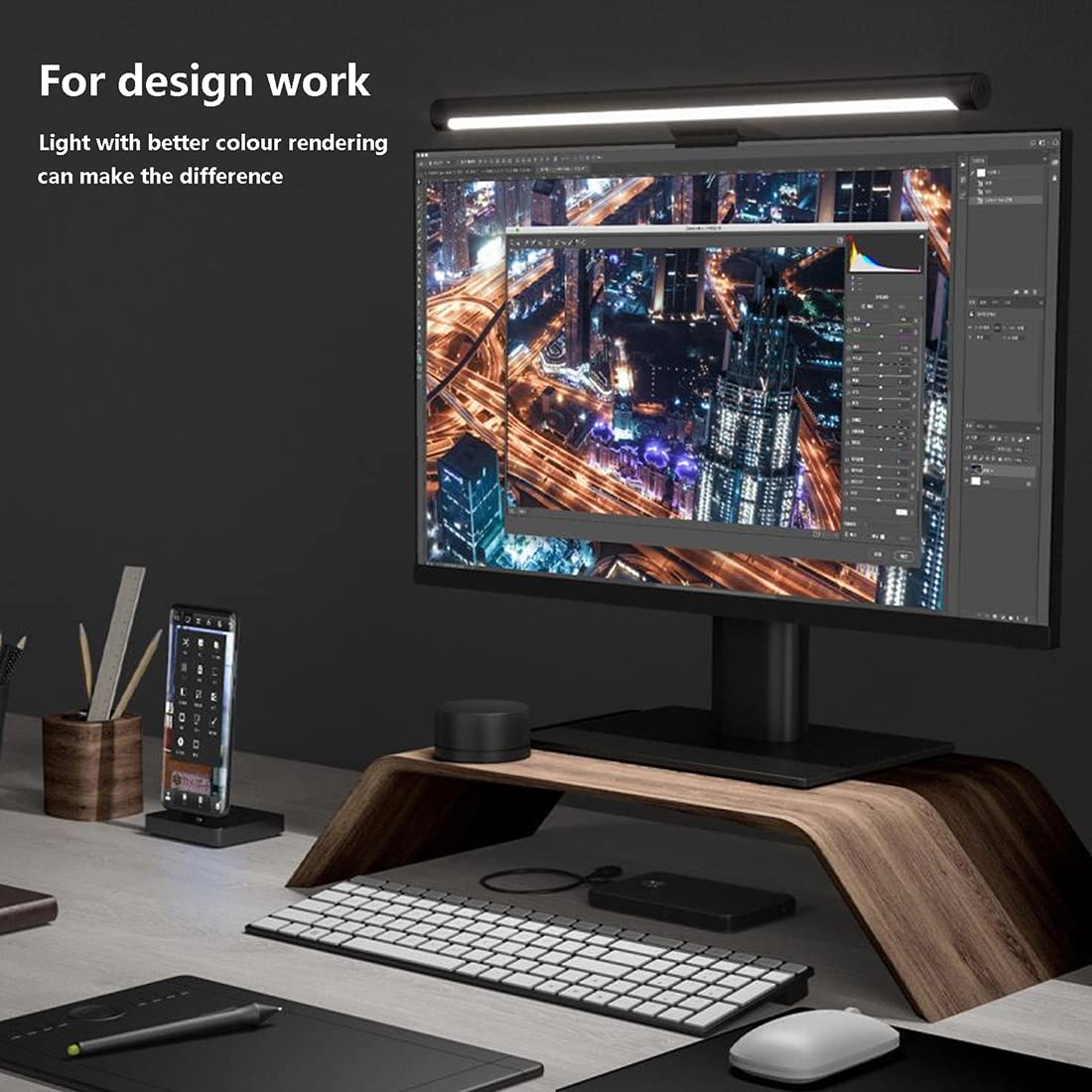 Xiaomi Mi Computer Monitor Light Bar - Wireless Control, Easy Installation, Extra Computer Lighting w/o Taking Desktop Space