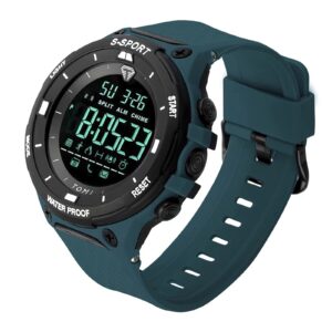 tomi mens digital watch sports military waterproof outdoor chronograph wrist cheap for men with led back ligh/alarm/dategifts for students women (light blue)