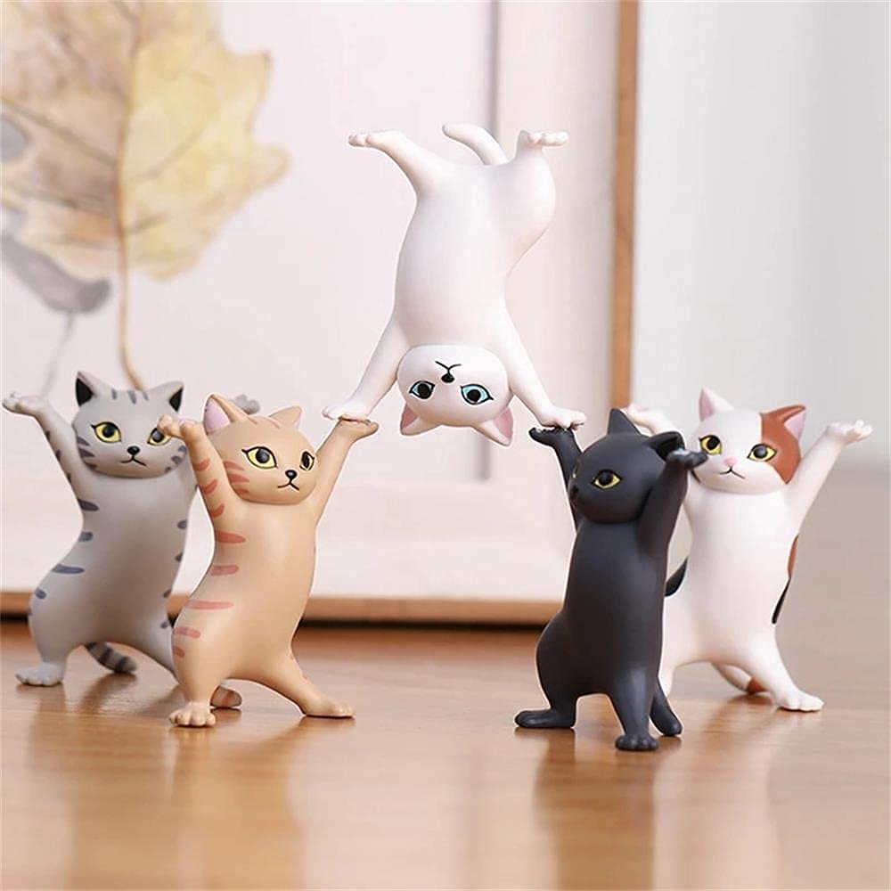 Cute Gifts - Enchanting Cat Pen Holder - Kawaii Cat Gifts for Cat Lovers - Office Desk Accessories - Room Decor ( 5 Cats Set )