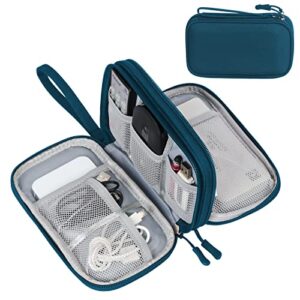 fyy electronic organizer, travel cable organizer bag pouch electronic accessories carry case portable waterproof double layers storage bag for cable, cord, charger, phone, earphone, medium size, green