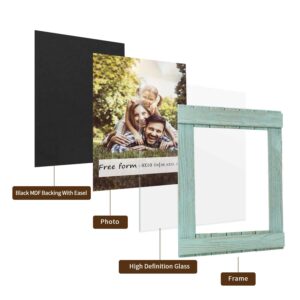 8x10 Picture Frame Set of 2, Solid Wood Photo Frame with High Definition Glass, Green Rustic Wooden Picture Frames for Gallery Wall Mounting and Desktop Display