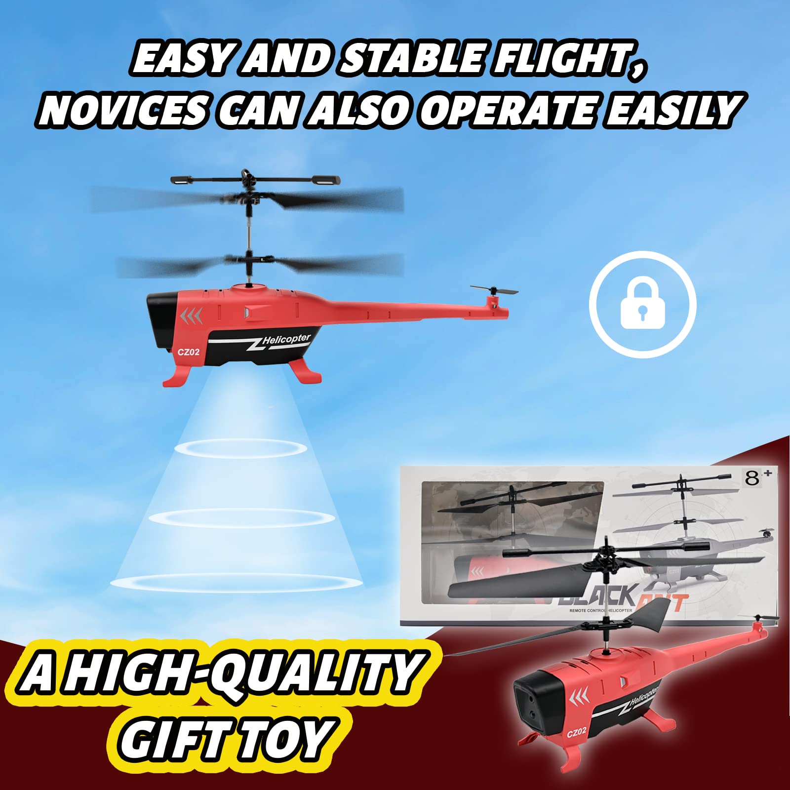 Remote Control Helicopter Kids Toys,3.5 Channel 2.4GHz Aircraft with Intelligent Obstacle Avoidance,One Key take Off/Landing,LED Light,Stable Flight & Easy Control, Birthday Present for Boys Girls