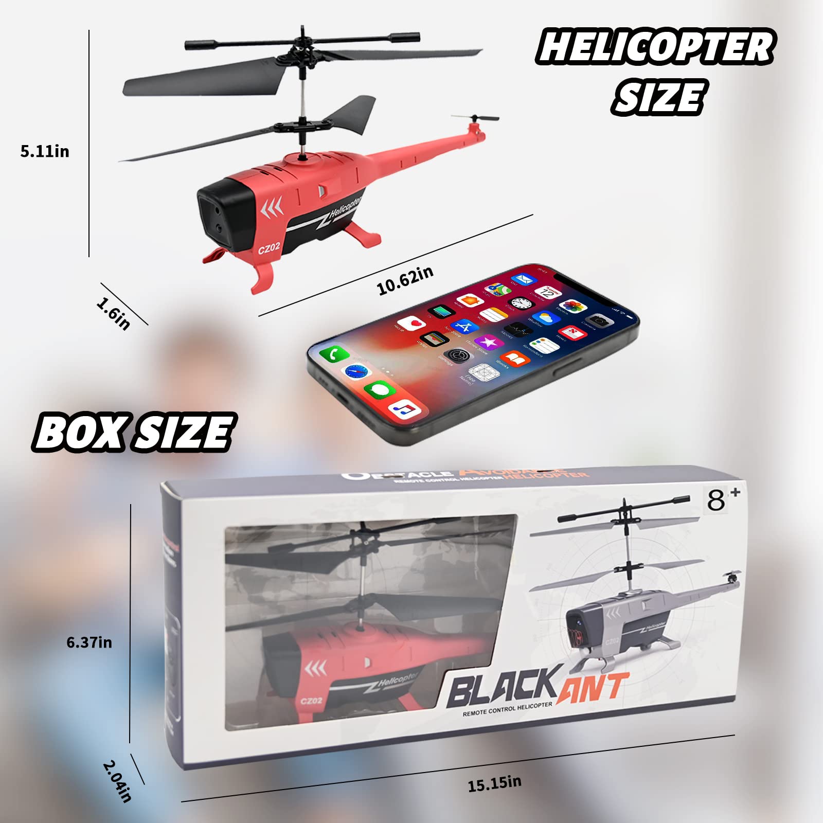 Remote Control Helicopter Kids Toys,3.5 Channel 2.4GHz Aircraft with Intelligent Obstacle Avoidance,One Key take Off/Landing,LED Light,Stable Flight & Easy Control, Birthday Present for Boys Girls