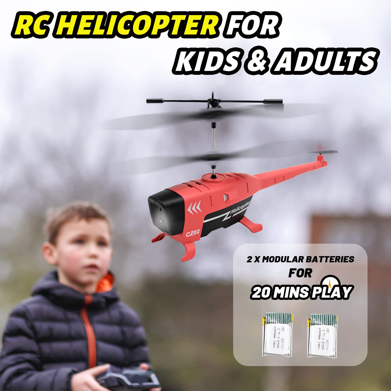 Remote Control Helicopter Kids Toys,3.5 Channel 2.4GHz Aircraft with Intelligent Obstacle Avoidance,One Key take Off/Landing,LED Light,Stable Flight & Easy Control, Birthday Present for Boys Girls