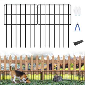 19 pack garden animal barrier fence, 1.65inch spike spacing no dig fence, reusable rustproof metal fence border, dogs rabbits blocker fence for outdoor yard, total 20.6ft(l) x 17inch(h)