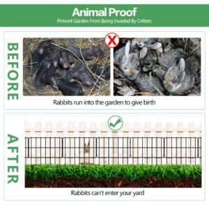 19 Pack Garden Animal Barrier Fence, 1.65inch Spike Spacing No Dig Fence, Reusable Rustproof Metal Fence Border, Dogs Rabbits Blocker Fence for Outdoor Yard, Total 20.6ft(L) x 17inch(H)