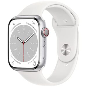 Apple Watch Series 8 [GPS, 45mm] Silver Aluminum Case with White Sport Band, M/L (Renewed)