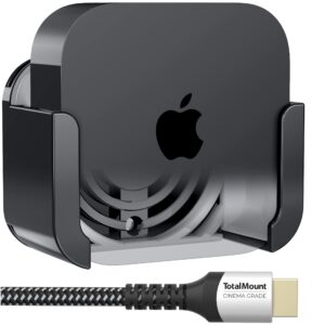 totalmount for apple tv – mount compatible with all apple tvs (premium black and gray apple tv mount and cable)