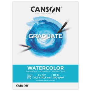 canson graduate watercolor pad, foldover, 9x12 inch, 20 sheets | artist paper for adults and students - painting, gouache, mixed media and ink